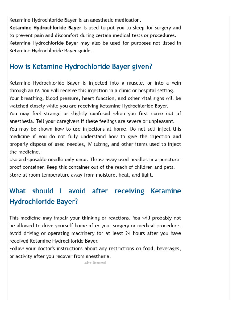 Ketamine Hydrochloride Bayer Price Comparison: Us | PDF | Anesthesia ...