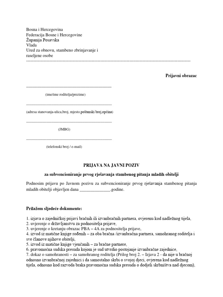 Prilog-broj-1.-–-PRIJAVA-Prijavni-obrazac (1) | PDF