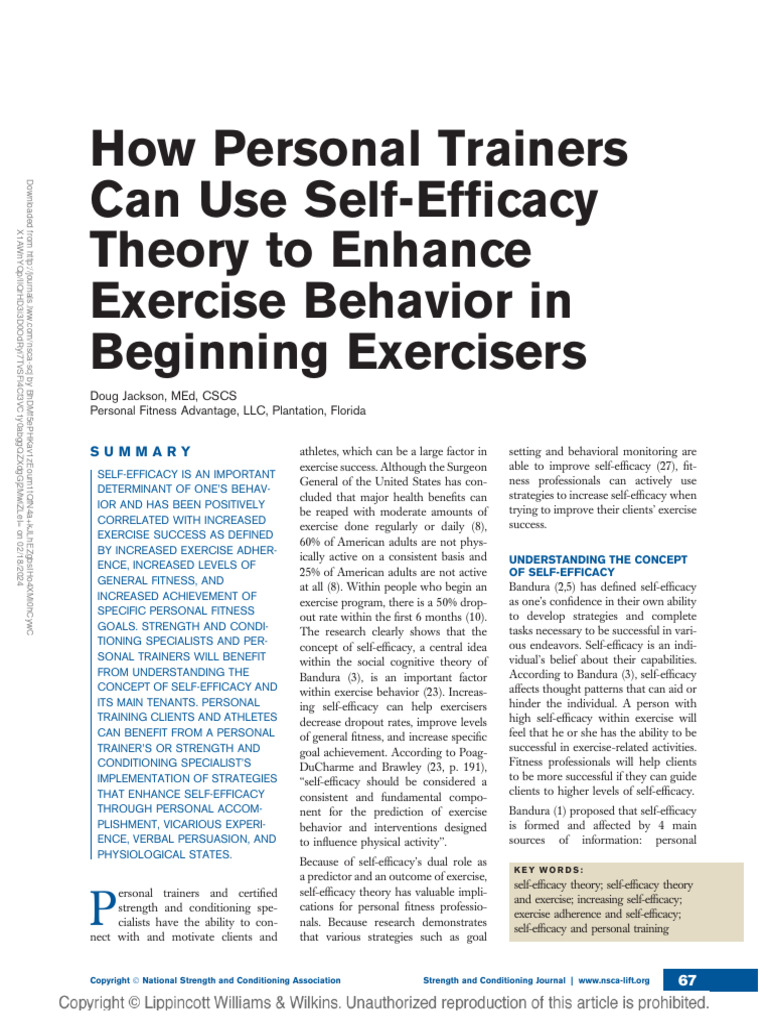 How Personal Trainers Can Use Self Efficacy Theory.8 | PDF | Self Efficacy | Personal Trainer