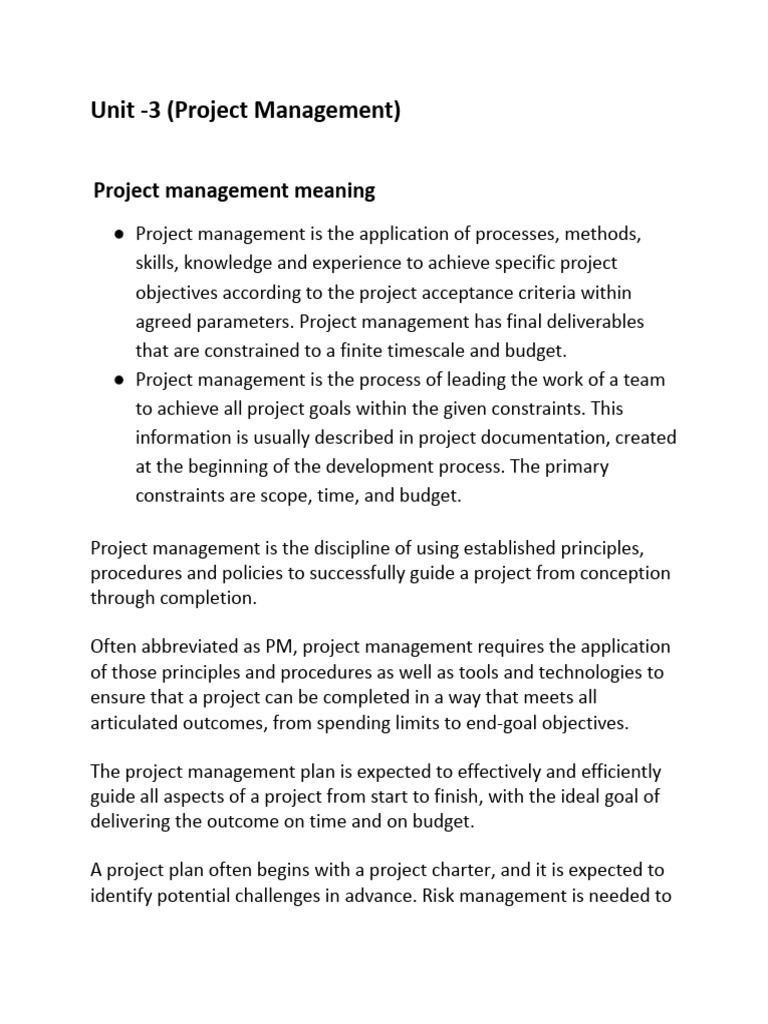 PME Unit 3 | Download Free PDF | Project Management | Performance Appraisal
