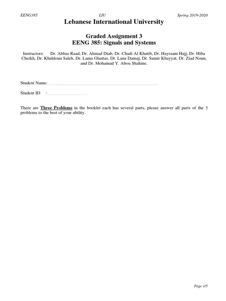 EENG385 Solved Problems Chapter 4 | PDF | Fourier Transform | Functions ...