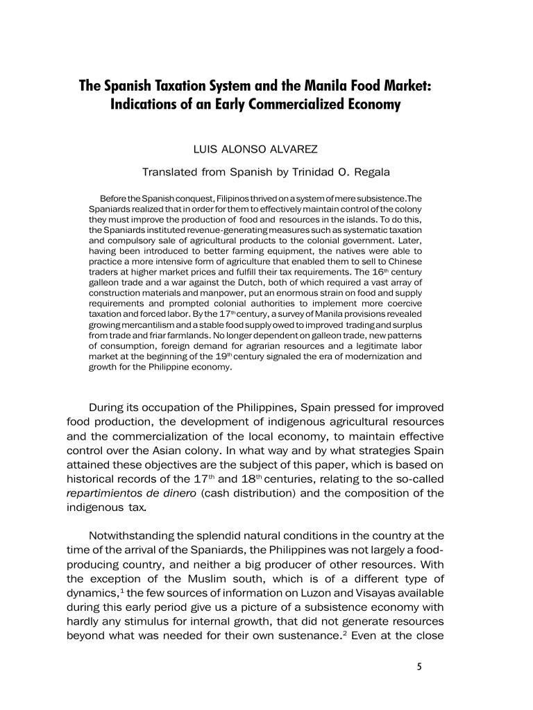 Spanish Taxation and Manila's Economy | PDF | New Spain | Taxes