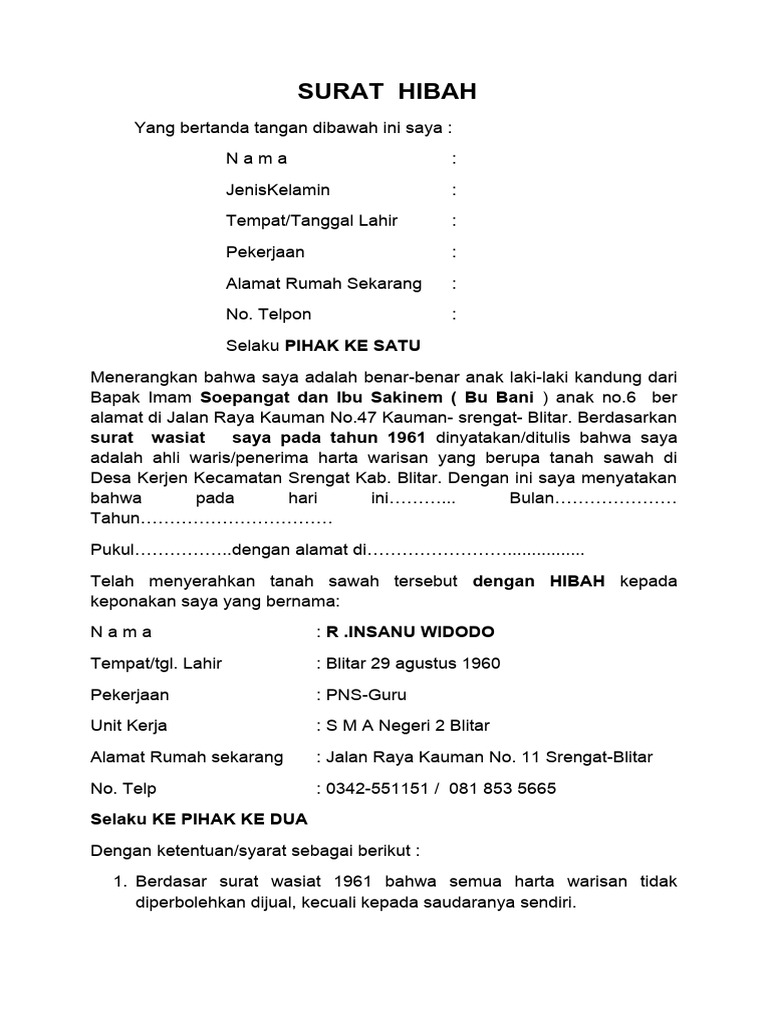 Surat Hibah | PDF