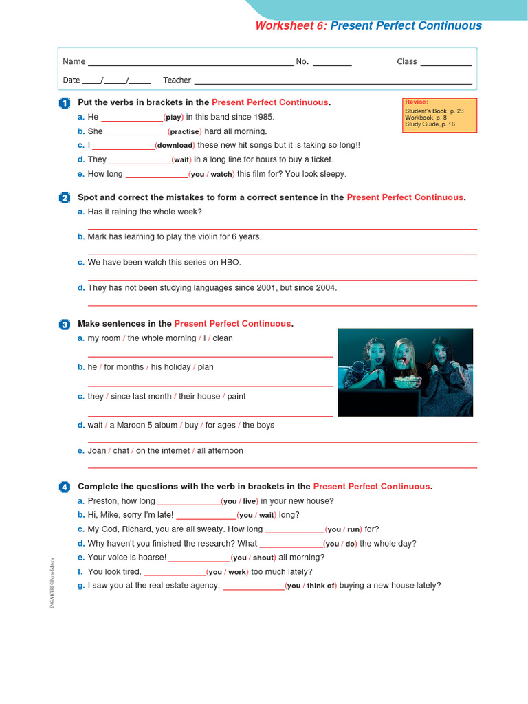 Worksheet - Present Perfect Continuous | PDF | Semantic Units | Languages
