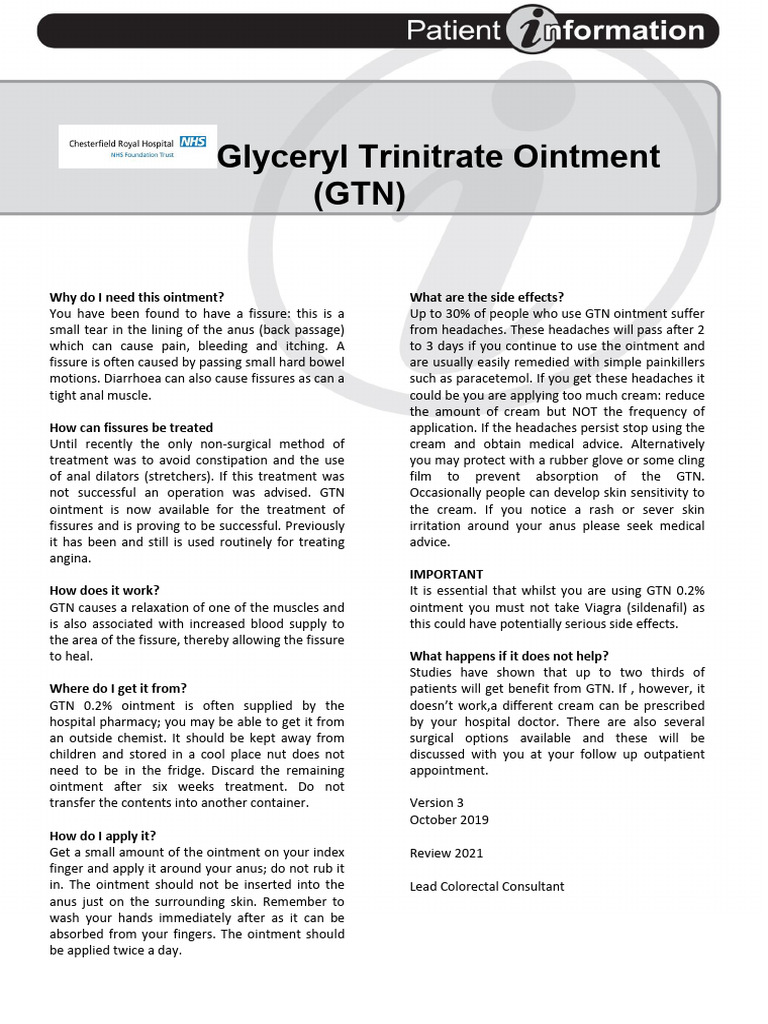GTN Ointment | PDF | Clinical Medicine | Medicine