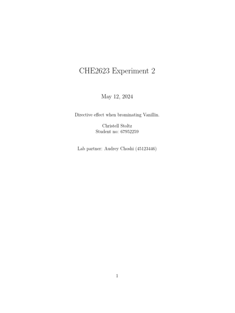 CHE2623 Experiment 2 | PDF | Chemical Reactions | Acid
