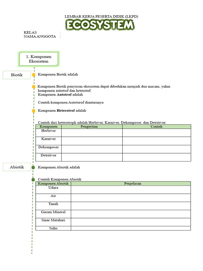 Lkpd Komponen Ekosistem Pdf