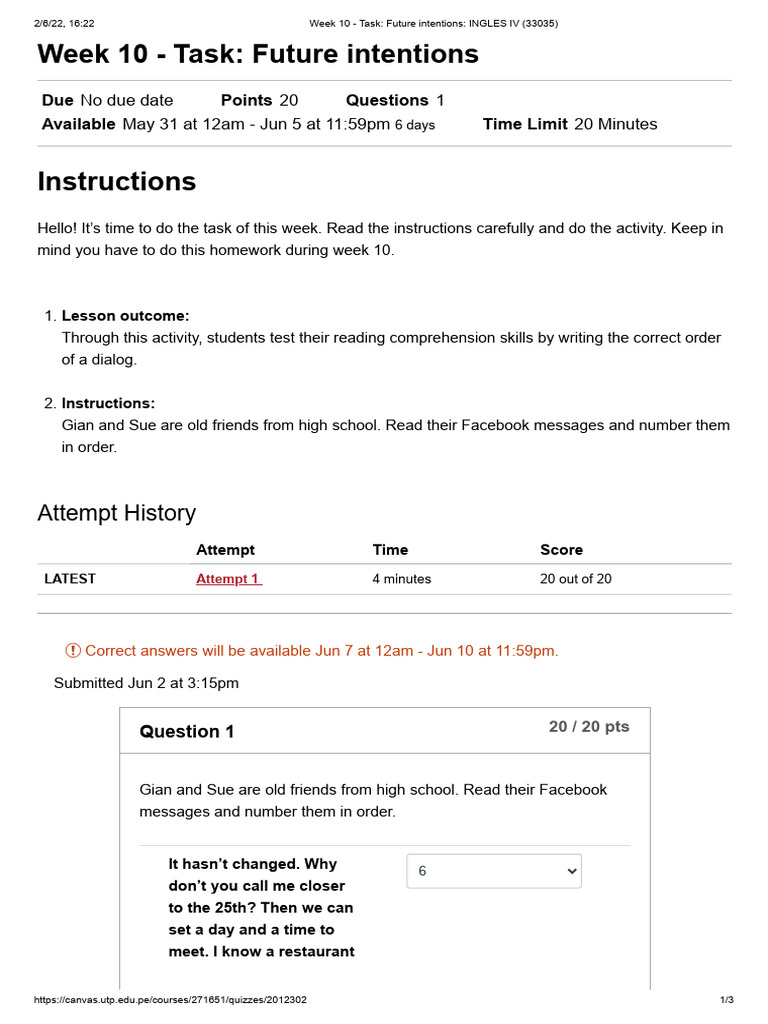 Week 10 - Task_ Future intentions_ INGLES IV (33035) | PDF | Learning | Human Communication