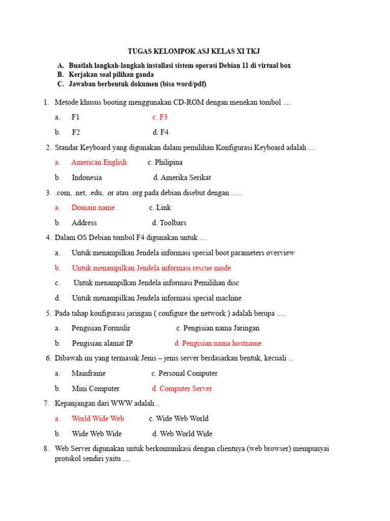 Jawaban Tugas Kelompok Asj Web Server Kelas Xi TKJ | PDF | Komputer
