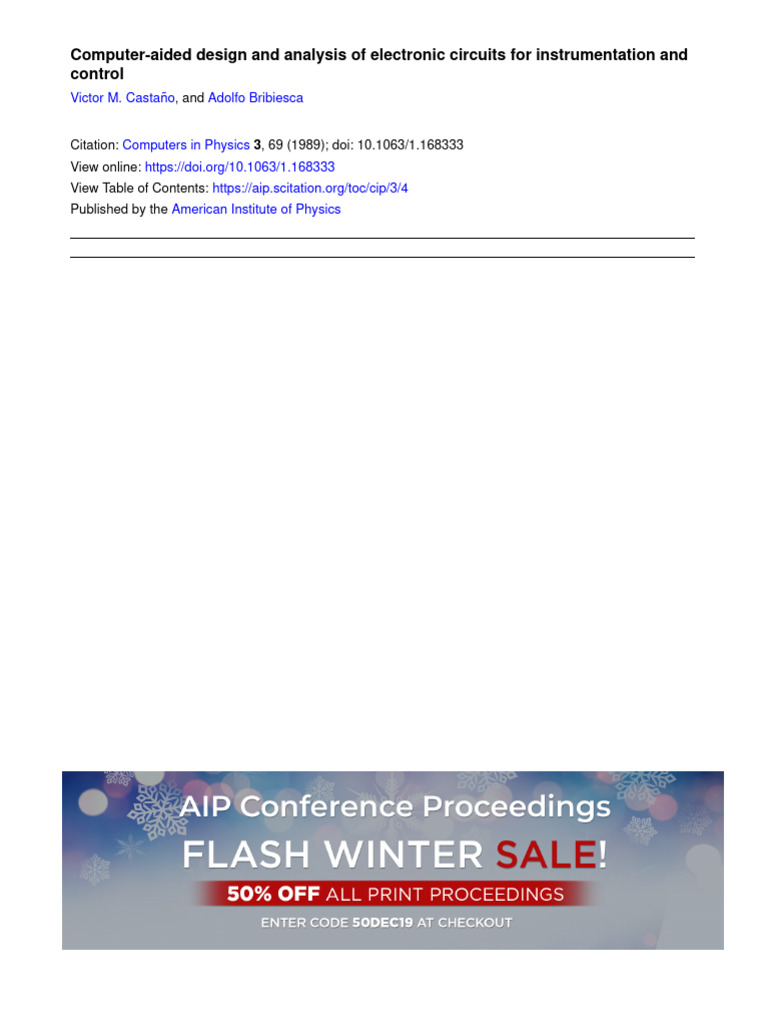 Computer Aided Design and Analysis of El | PDF | Electrical Network | Electronic Circuits