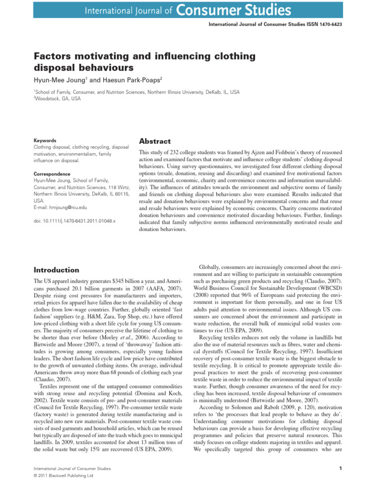 Joung 2011 | PDF | Behavior | Waste