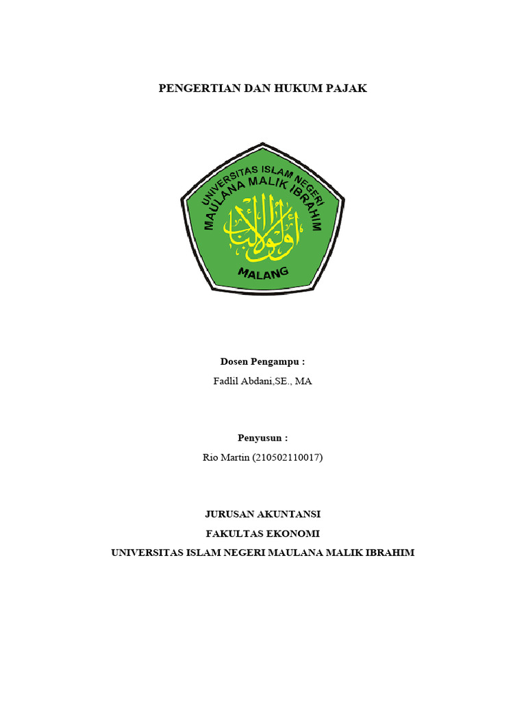 Pengertian dan Hukum Pajak di Indonesia | PDF