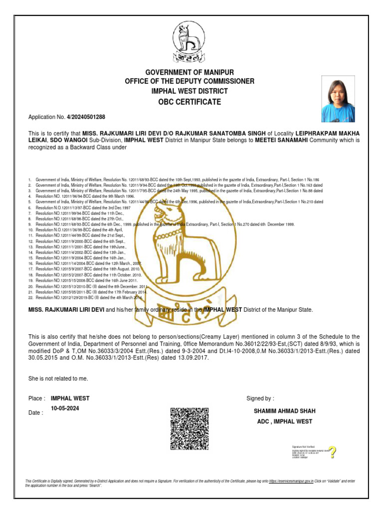 Obc Certificate | PDF | Social Inequality | Discrimination & Race Relations