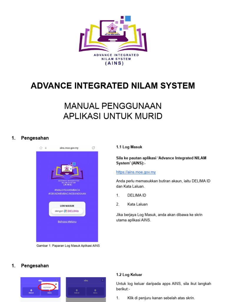 Ains_manual Penggunaan_aplikasi Untuk Murid | PDF