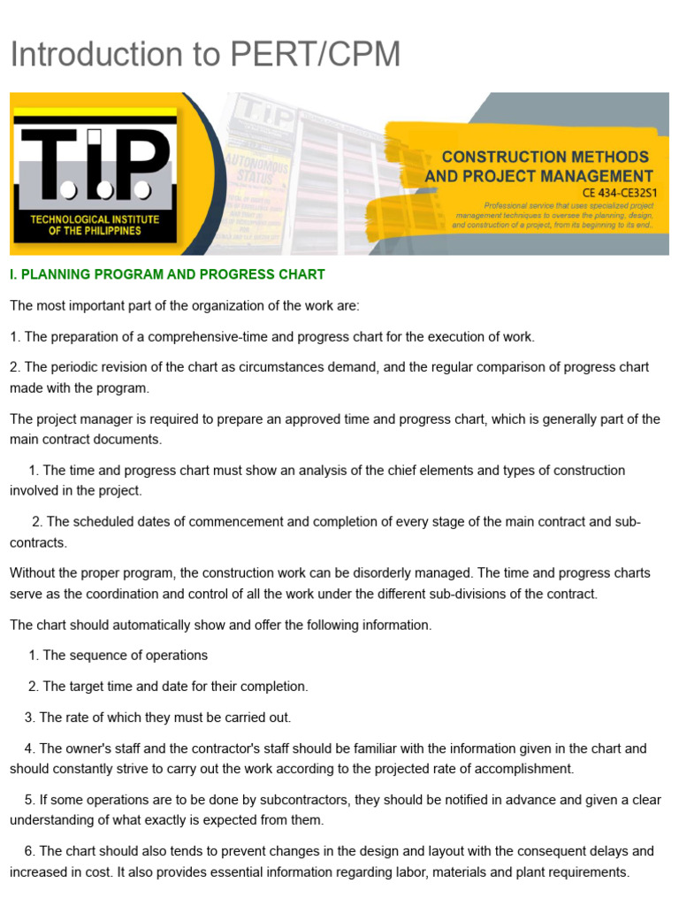 Introduction To PERT - CPM - CE 434-CE41S1 - Construction Methods and Project Management | PDF ...