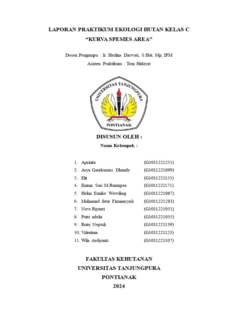 Fix - Laporan Praktikum Ekologi Hutan - Kelompok 2 - Kurva Spesies Area - Kelas C - Reg A | PDF ...