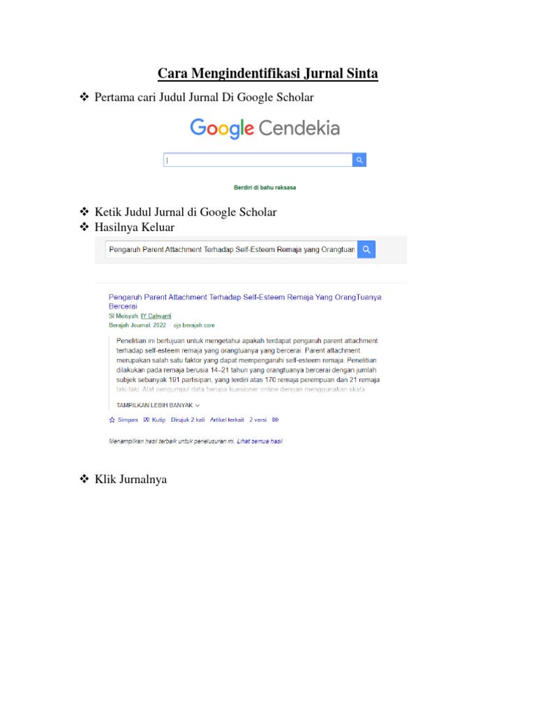 Cara Mengindentifikasi Jurnal Sinta | PDF