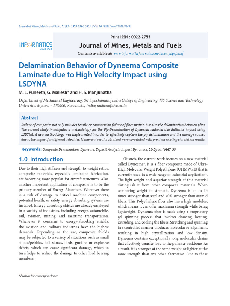 Delamination Behavior of Dyneema Composite Laminat | PDF | Composite ...