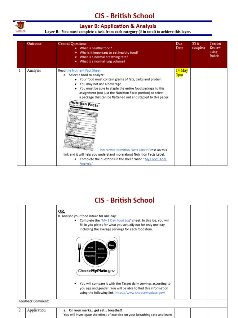 Yr 6 Layer B Distance Learning Project Planner Docx | PDF | Nutrition ...