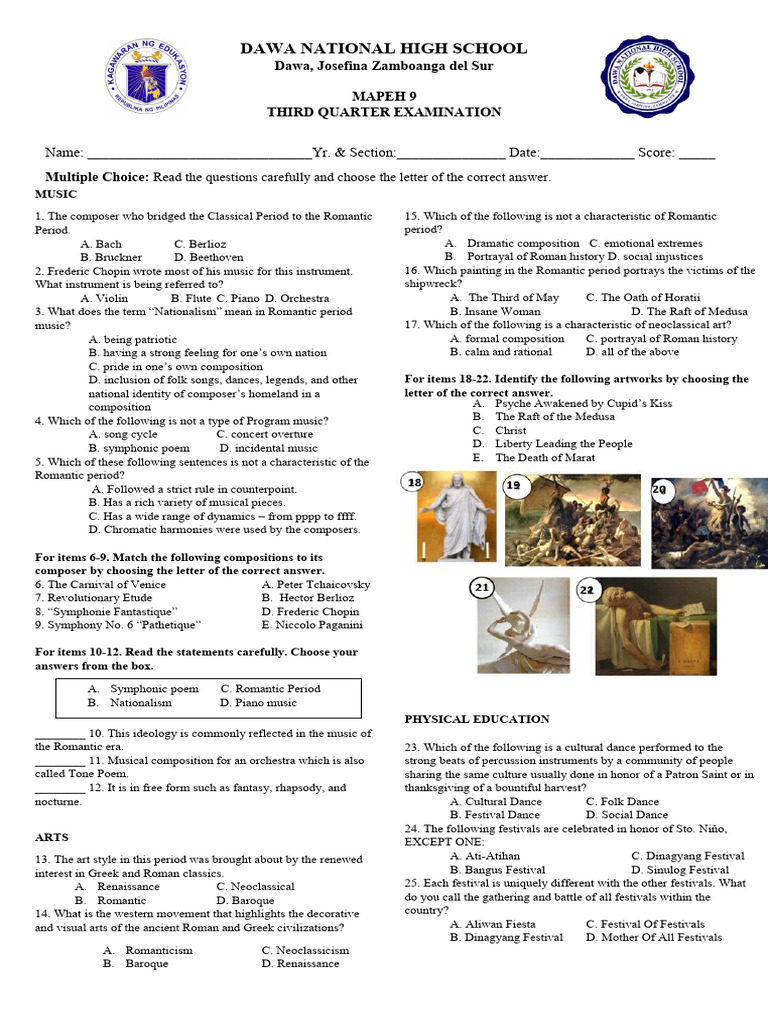 Mapeh 9 Q3 Exam | PDF | Orchestras | Cardiopulmonary Resuscitation