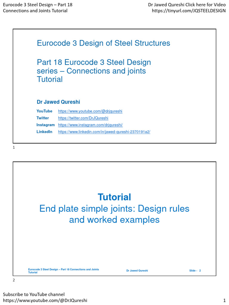 Eurocode 3 Steel Design: Joints Tutorial | PDF | Screw | Beam (Structure)