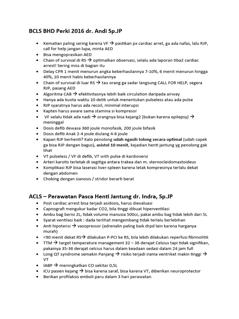 Notes Acls Perki 2018 Unisma | PDF