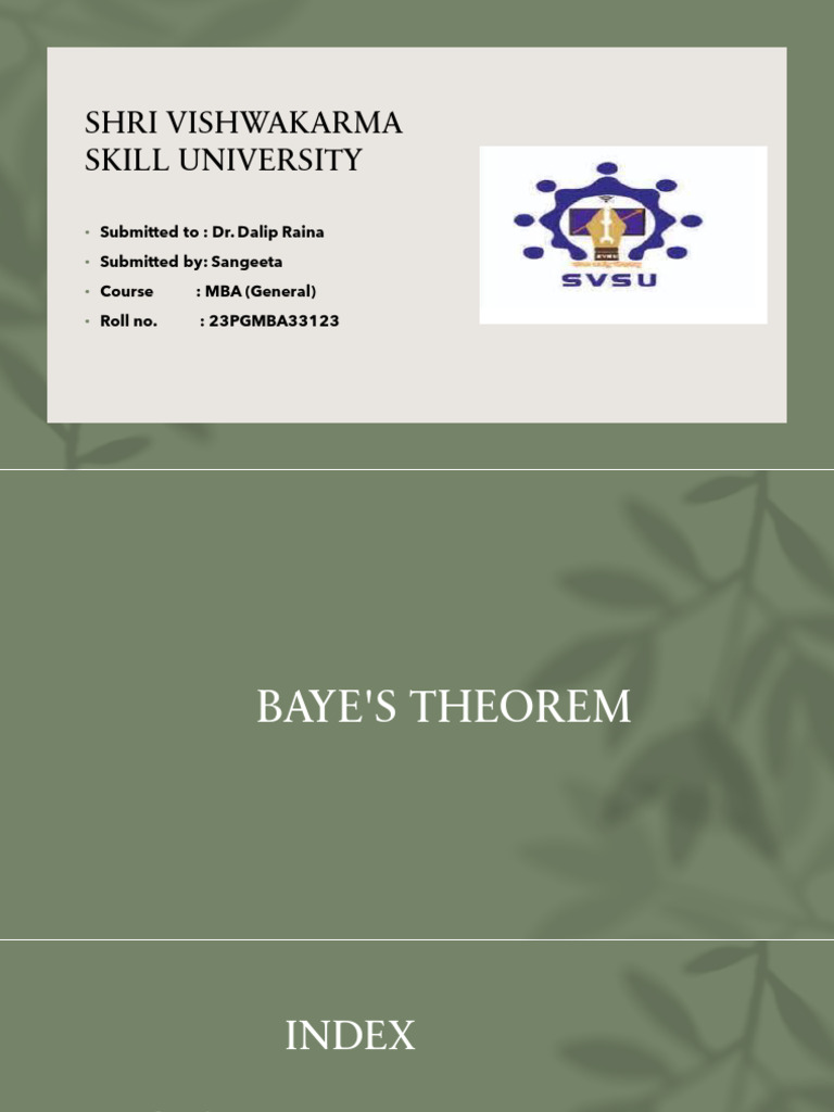 Bayes Theorem Ppt 1 Download Free Pdf Probability Applied Mathematics