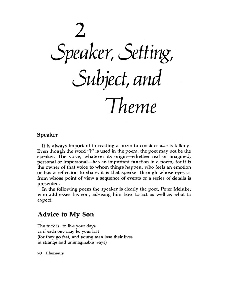 Speaker in A Poem | PDF