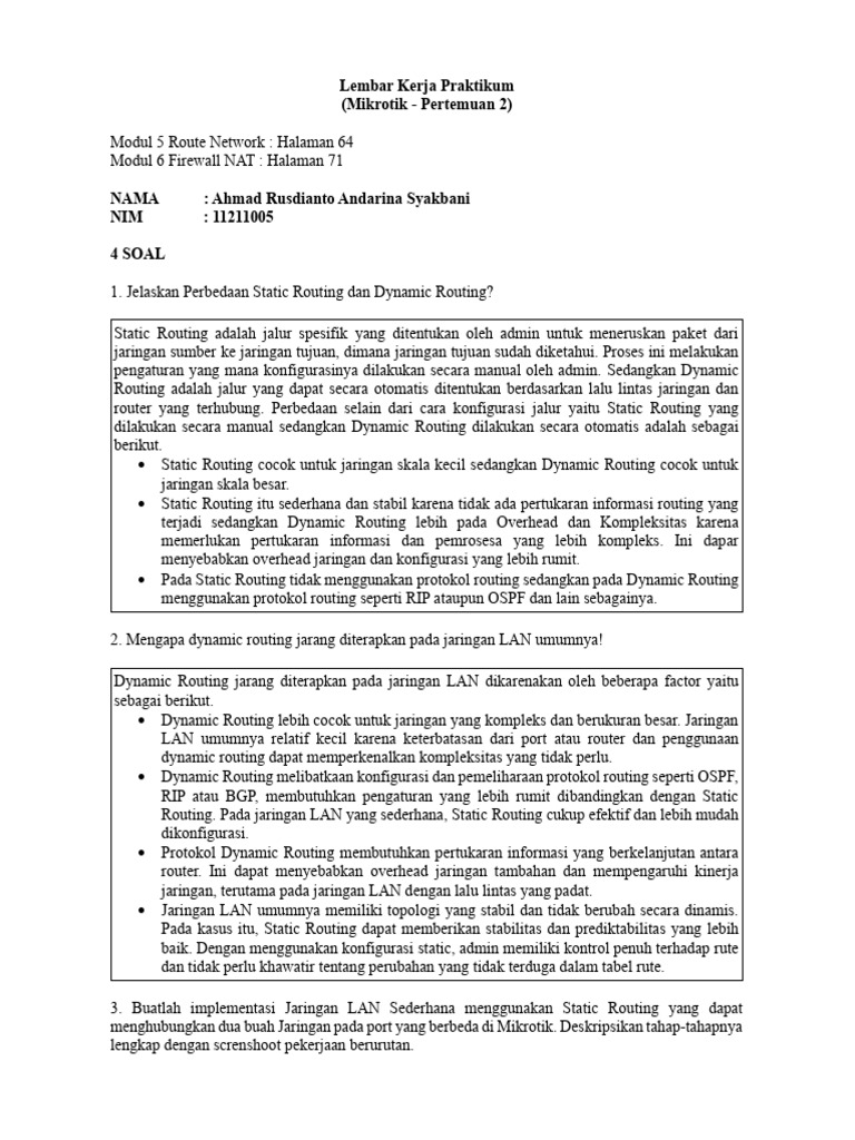 Praktikum Mikrotik Pertemuan 2 | PDF