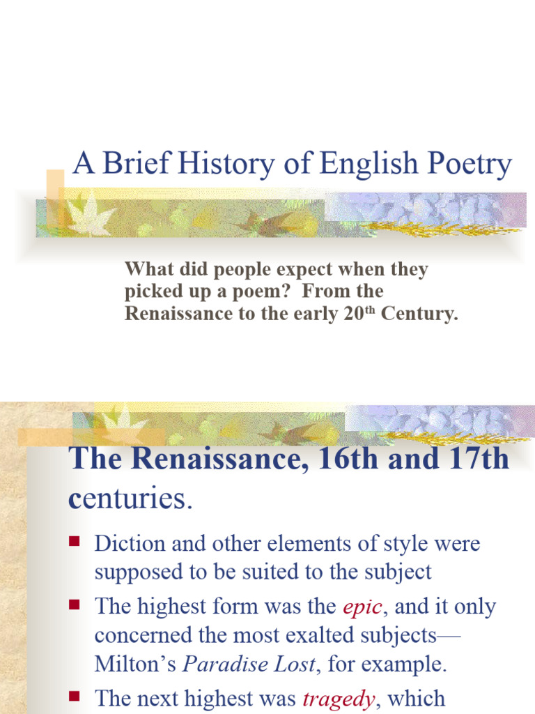 A Brief History of English Poetry | PDF | Poetry | English Poetry