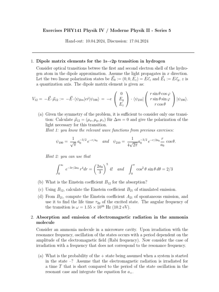 Exercises 5 | PDF | Resonance | Electromagnetic Radiation