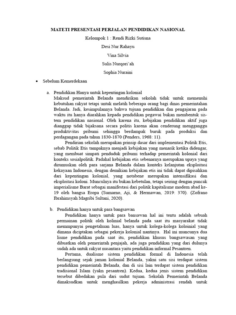 Pendidikan Kolonial di Indonesia: Dampak dan Tujuan | PDF | Ilmu Sosial ...