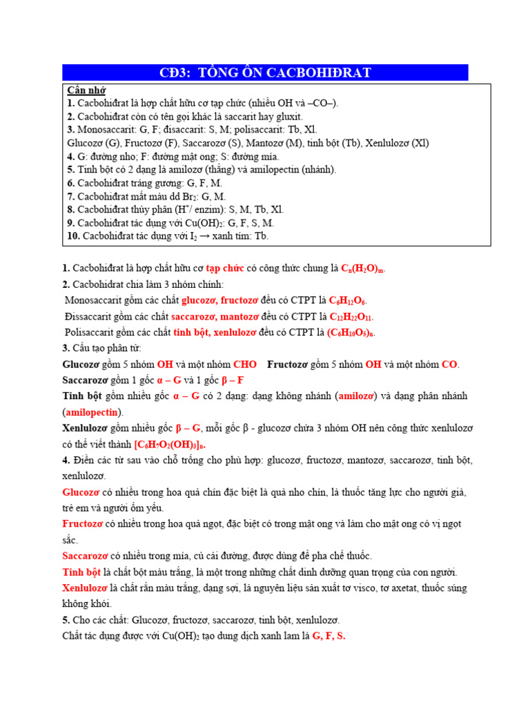 CACBOHIDRAT-12A2, 12a3 | PDF