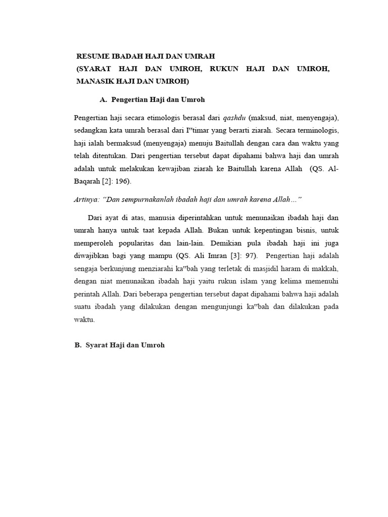 Resume Ibadah Haji Dan Umrah | PDF