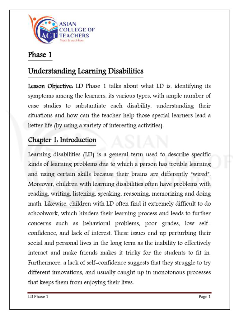 Understanding Learning Disabilities | PDF | Learning Disability ...