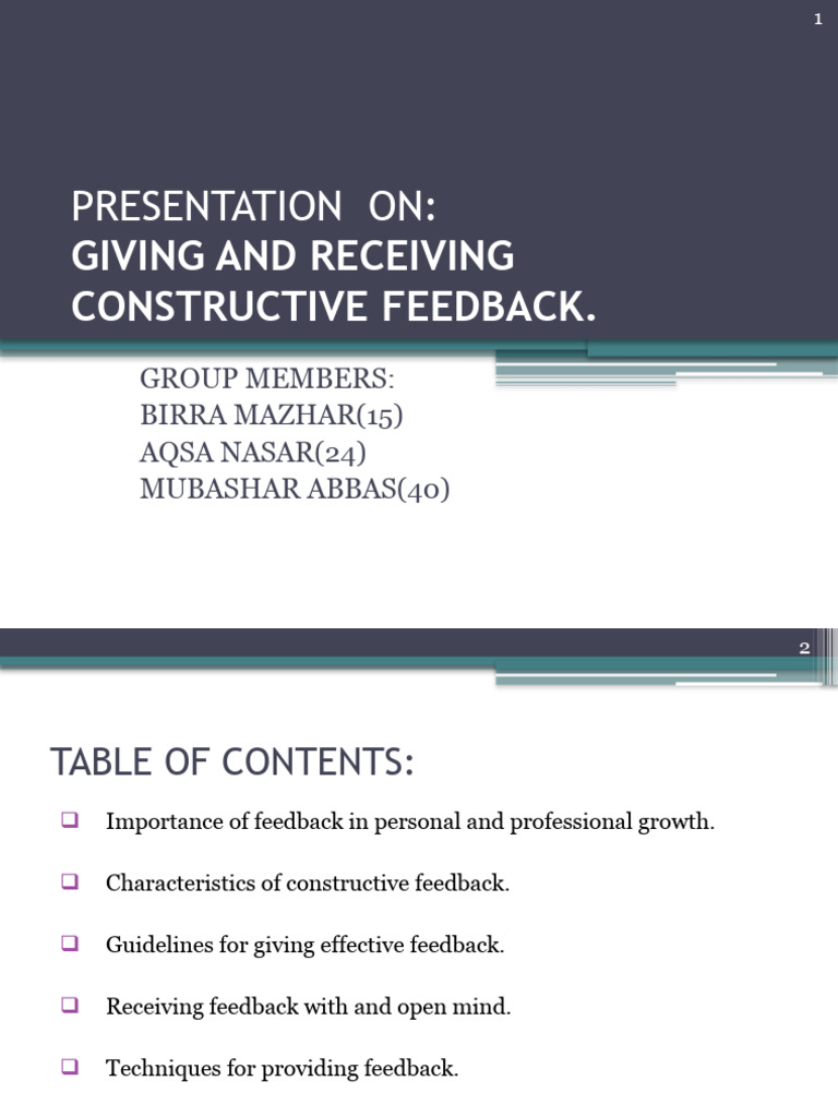 Giving and Receiving Feedback - G6 | PDF | Learning | Self Awareness