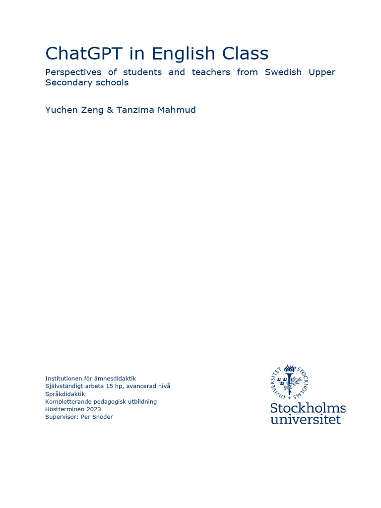 ChatGPT in English Class | PDF | Learning | Cognition