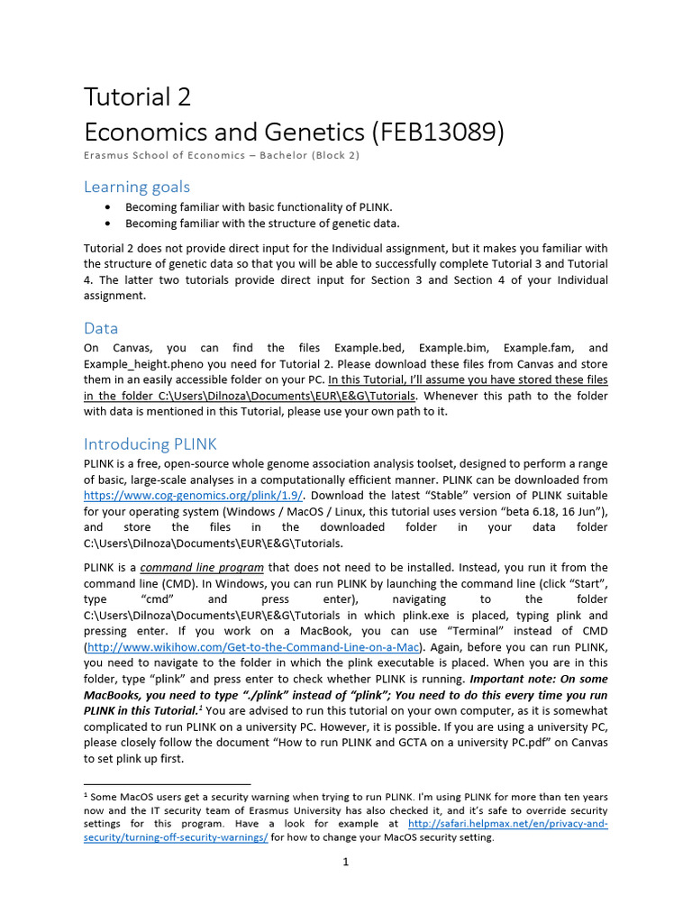 Economics & Genetics - Tutorial 2 | PDF | Single Nucleotide Polymorphism | Computer File