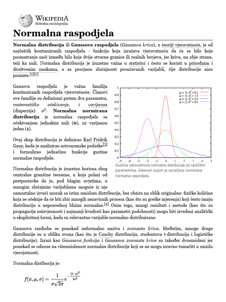 Normalna Raspodjela | PDF