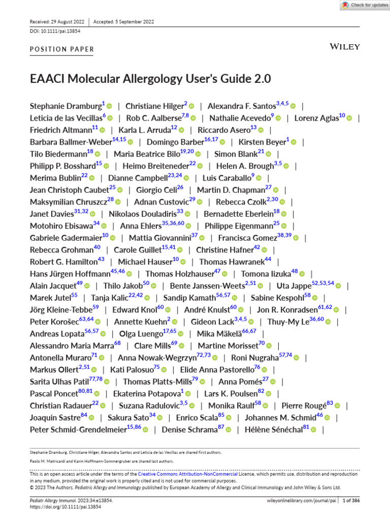 Pediatric Allergy Immunology - 2023 - Dramburg - EAACI Molecular Allergology User S Guide 2 0 ...