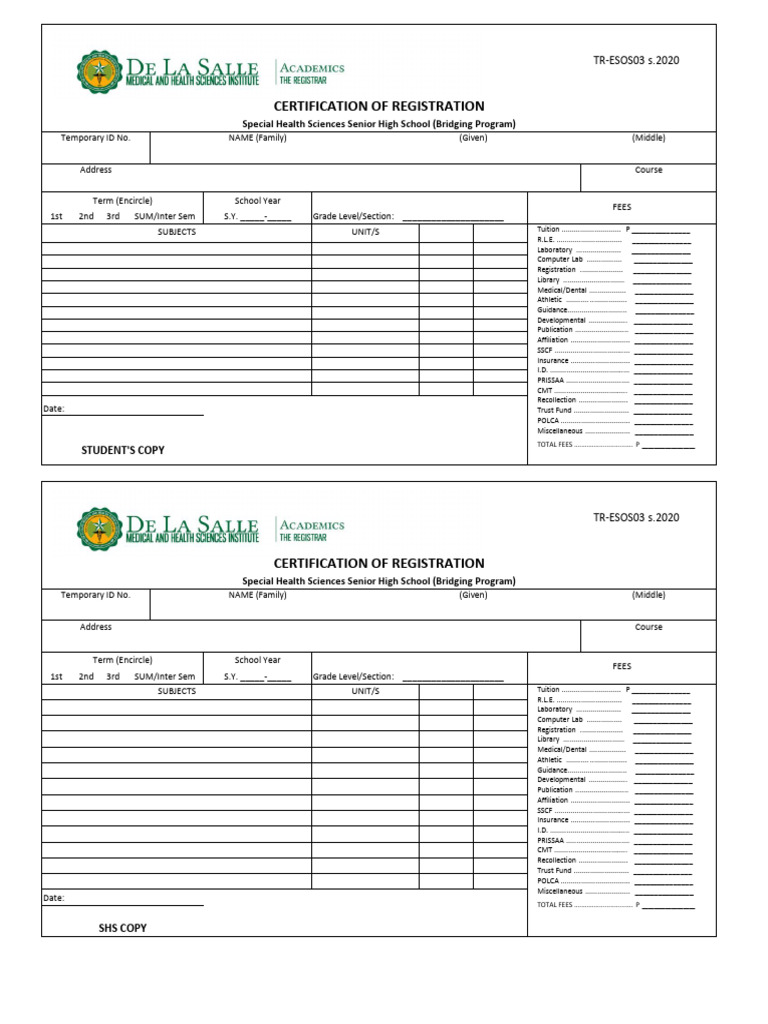 Certificate of Registration Form For Bridging | PDF | Social Programs ...