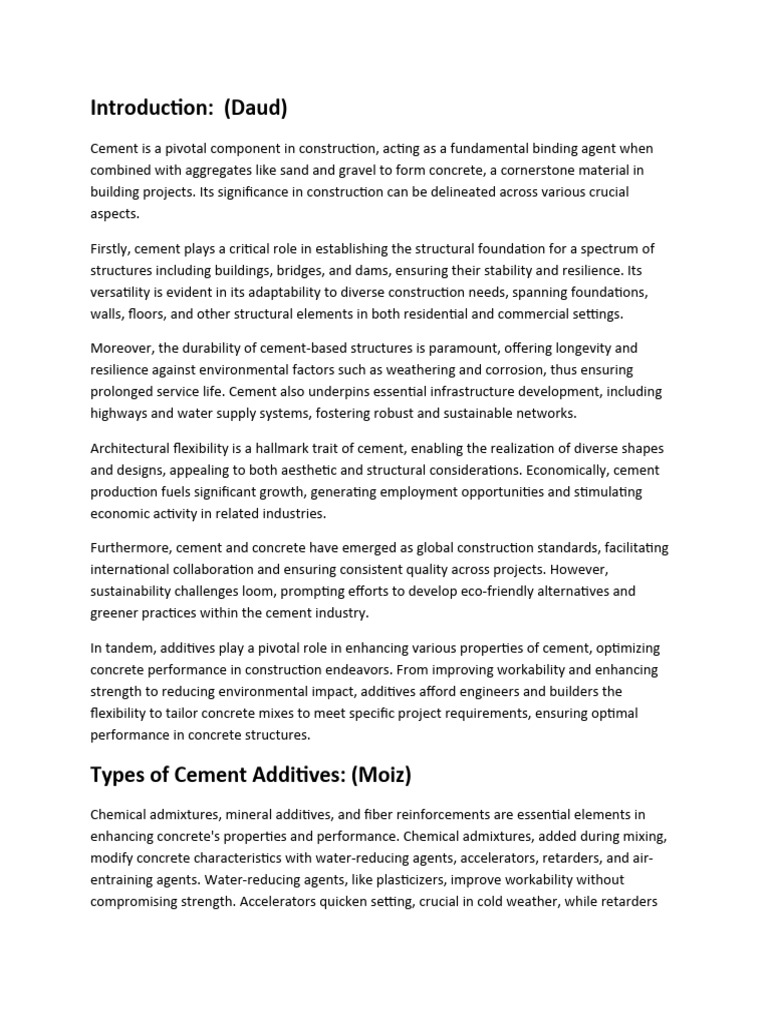 Presentation Writeup | PDF | Concrete | Cement