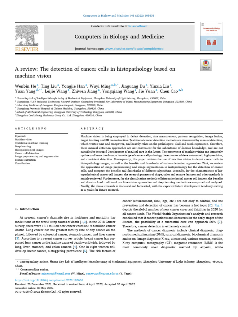 A Review, The Detection of Cancer Cells in Histopathology Based On ...