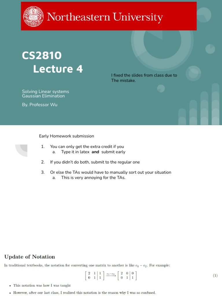 CS2810 - Lecture 4 | PDF | System Of Linear Equations | Matrix (Mathematics)