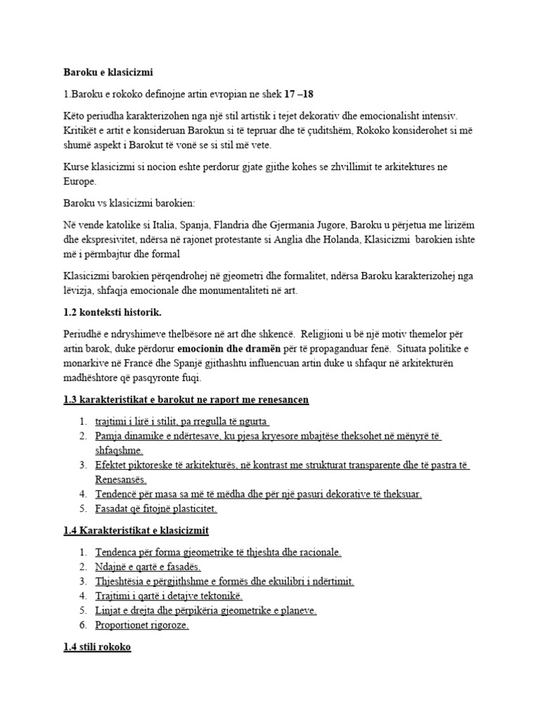 Baroku e Klasicizmi Pjesa 1 | PDF