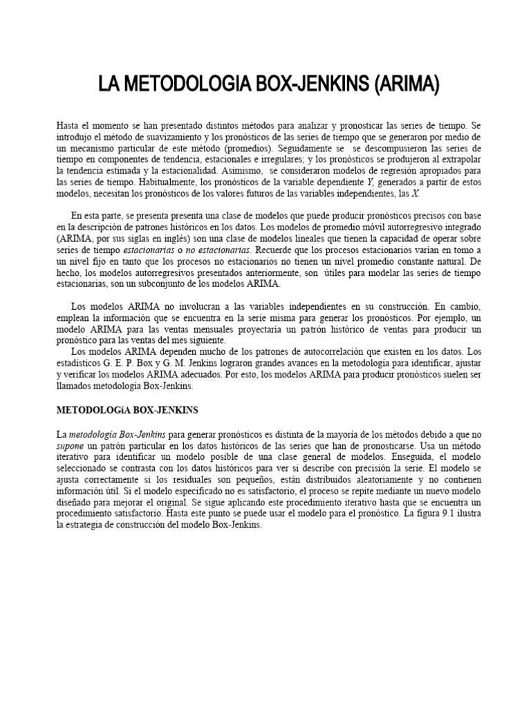 Metodologia Box-Jenkins-Arima 19pag | PDF | Mínimos cuadrados | Modelo autorregresivo
