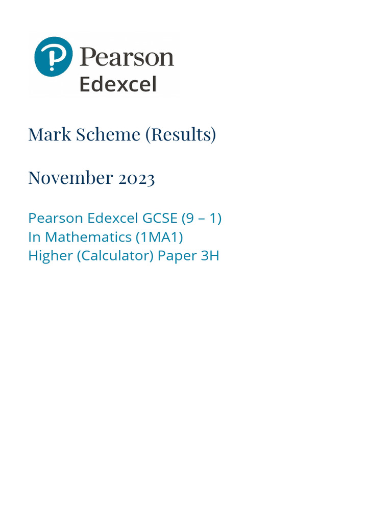 06d 1MA1 3H November 2023 Mark Scheme PDF | PDF | Accuracy And Precision | Mathematics