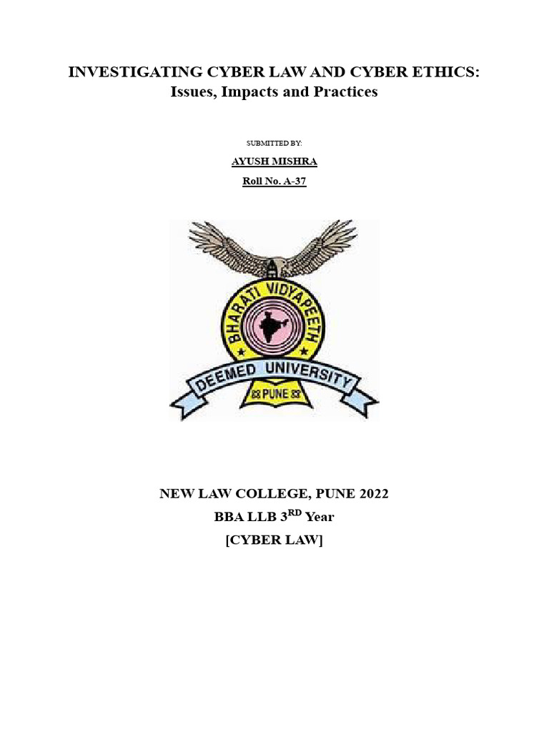 Cyber Law and Ethics: Issues & Impact | PDF | Cybercrime | Computer ...
