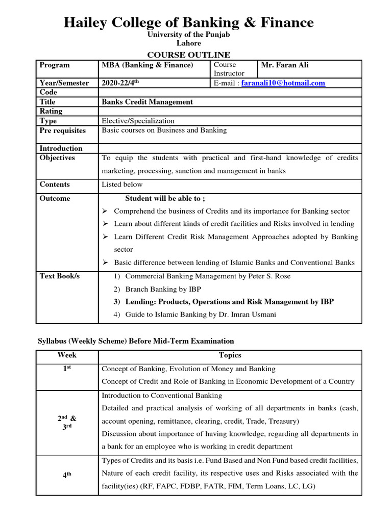 MBA Credit Management Course | PDF | Loans | Credit
