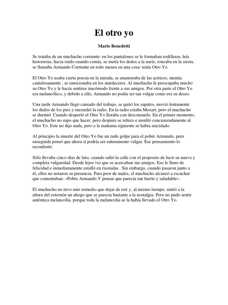 Benedetti Mario - El Otro Yo (Cuento) | PDF | Poesía